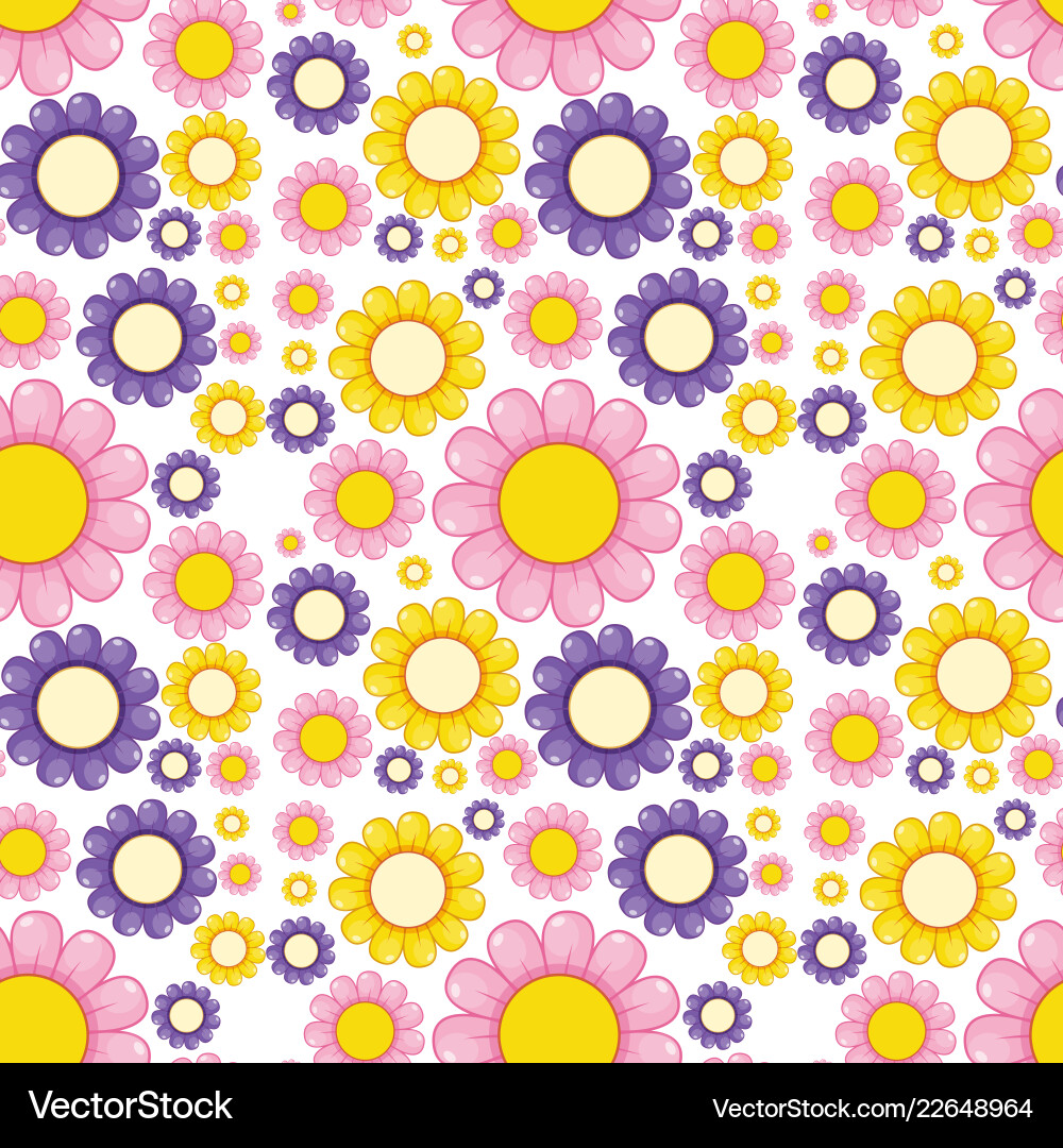 Flat flower seamless pattern Royalty Free Vector Image
