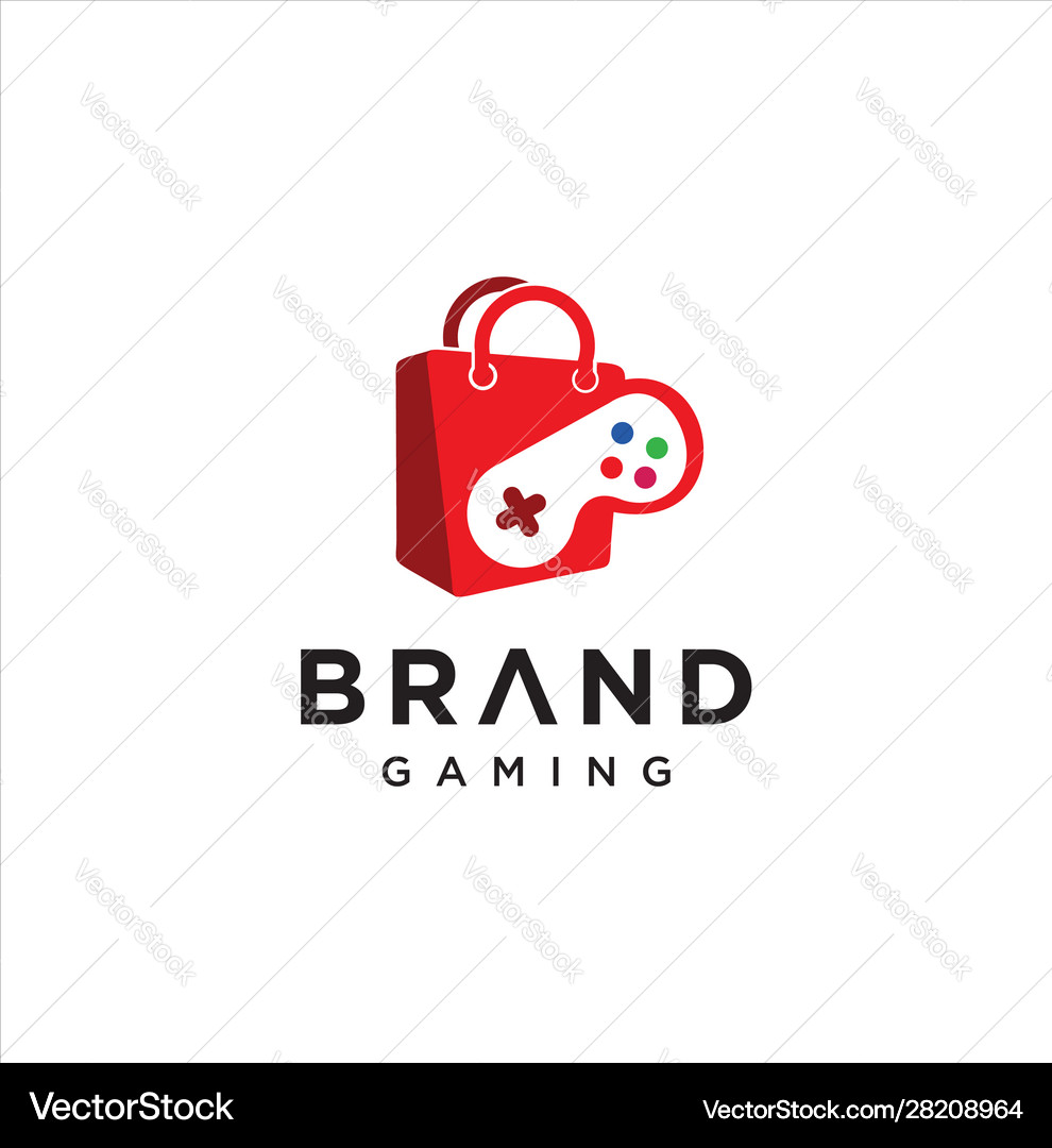 Gaming store logo game shop template design Vector Image