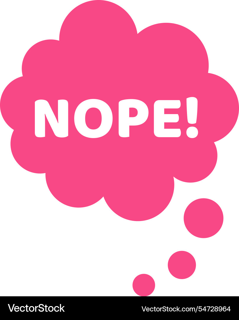 Pink thought bubble expressing a negative answer Vector Image