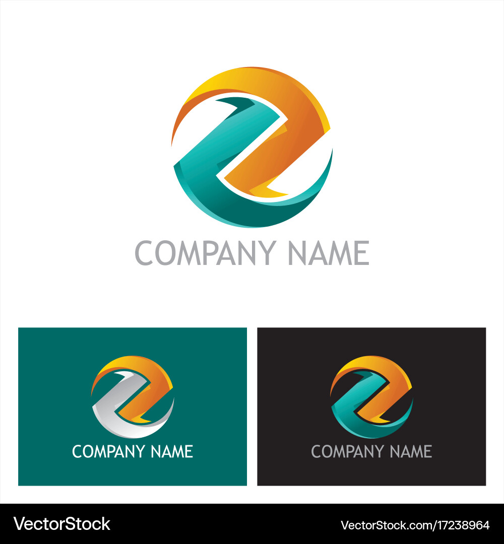 Round circle letter z 3d logo Royalty Free Vector Image