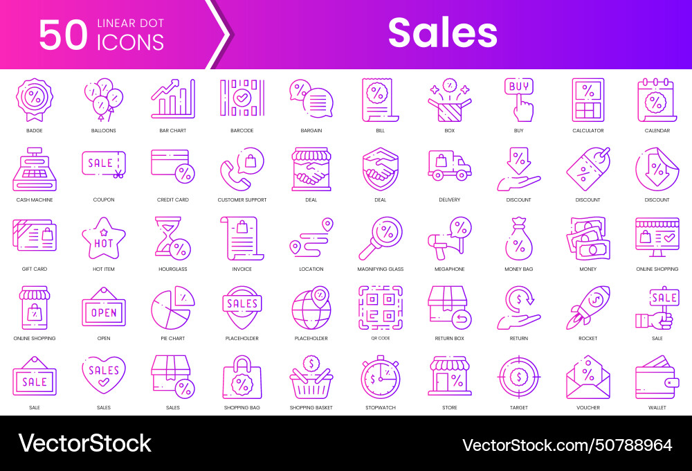 Set of sales icons gradient style icon bundle Vector Image