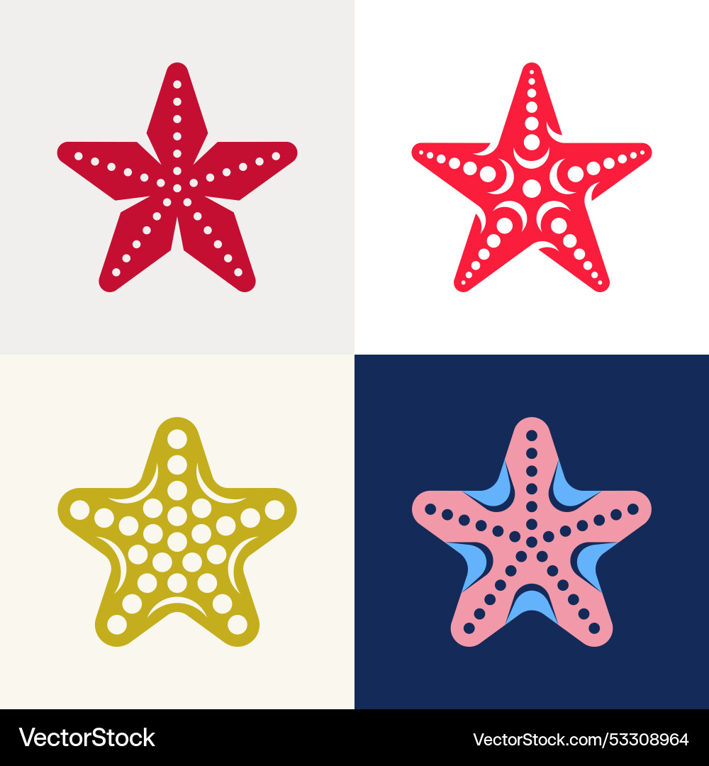 Set of starfish logo Royalty Free Vector Image