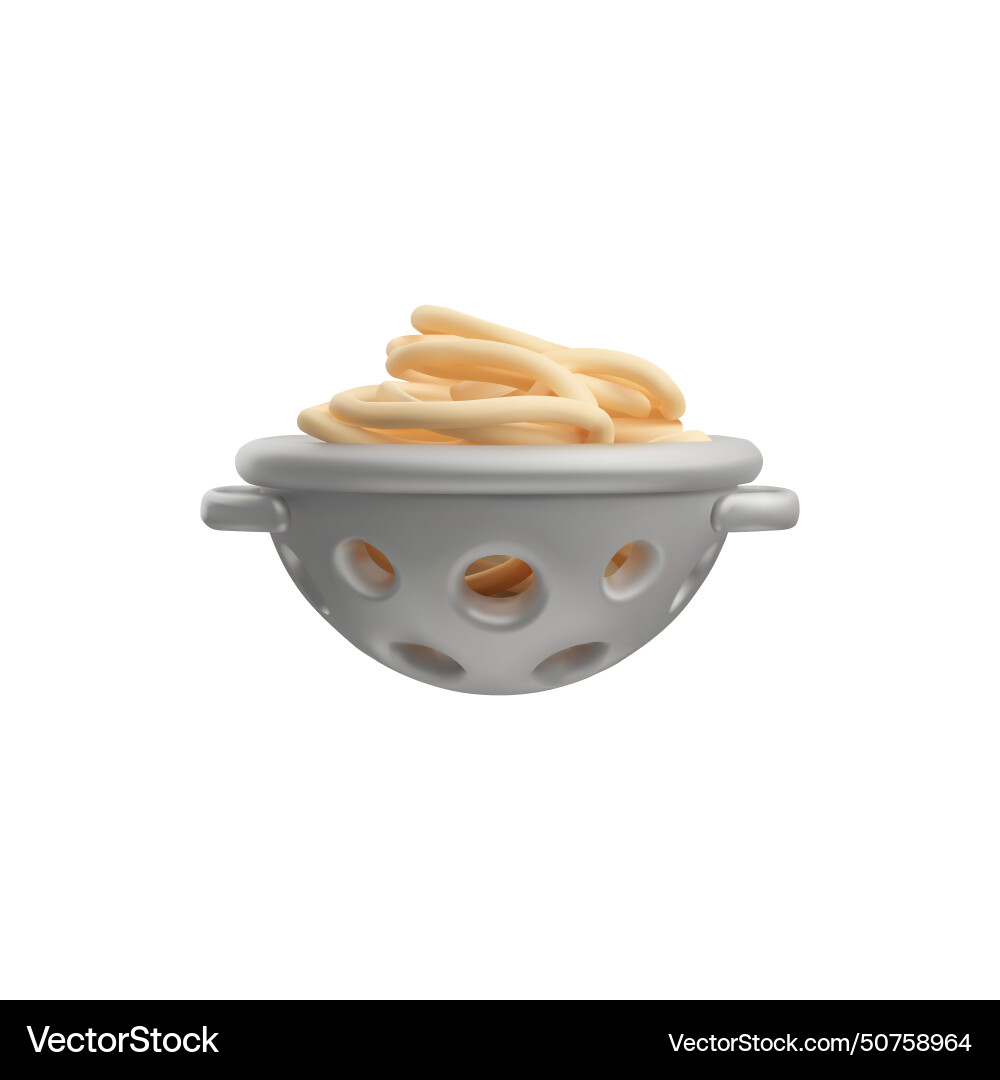 Spaghetti in colander pasta cooking process 3d Vector Image