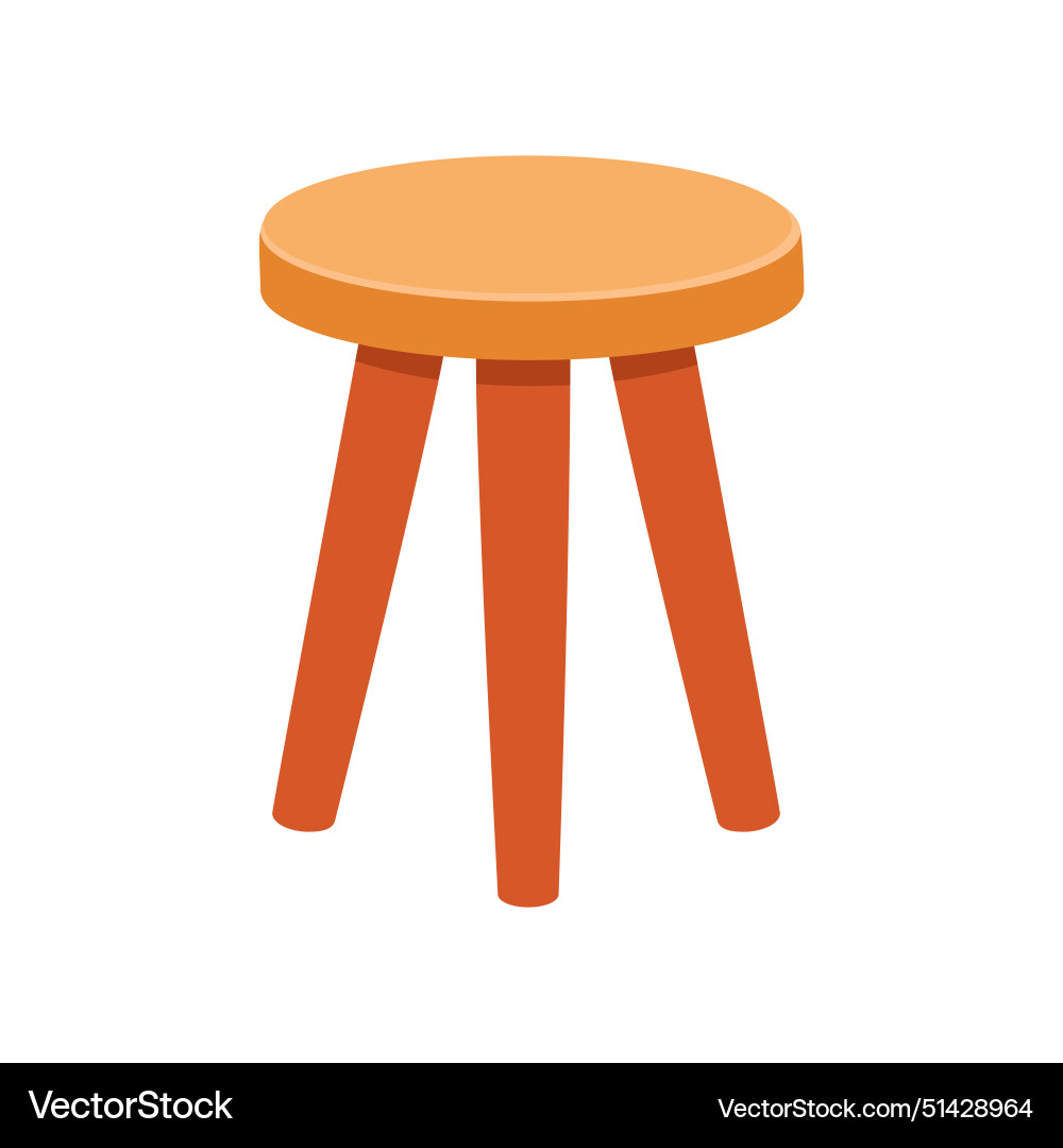 Wooden small three legged stool Royalty Free Vector Image