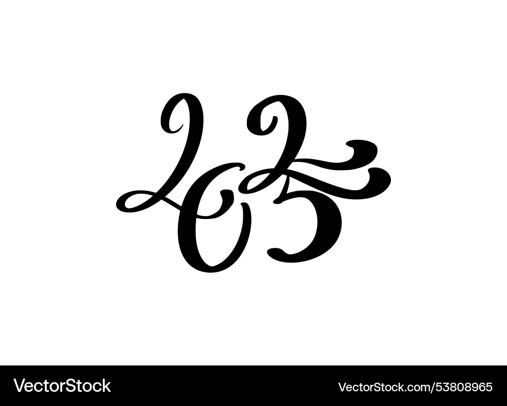 2025 hand written numbers with brush calligraphy Vector Image