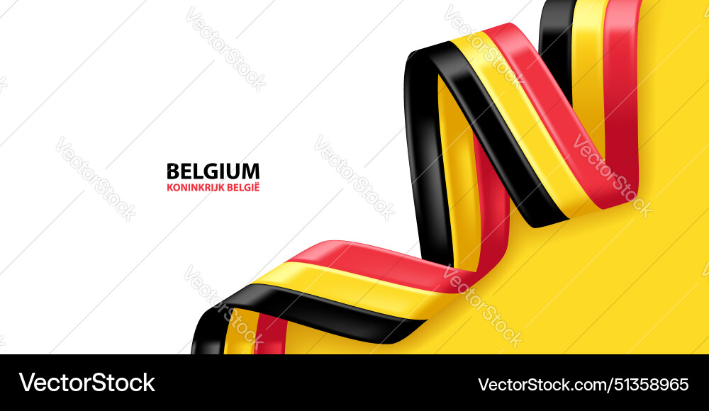 Belgium 3d ribbon flag Royalty Free Vector Image