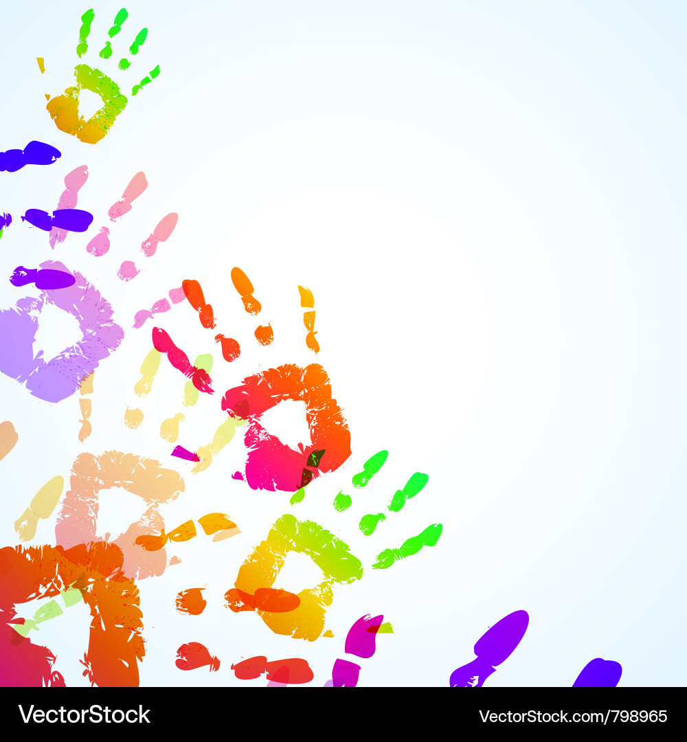 Colorful hand prints background Royalty Free Vector Image