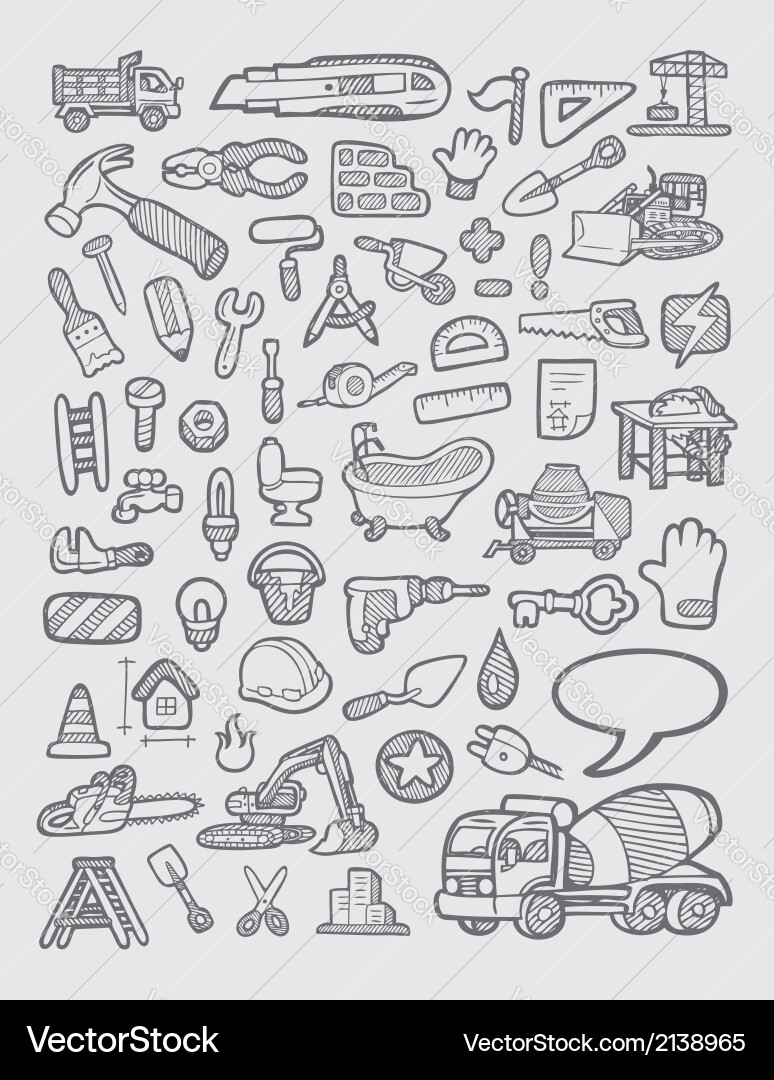 Construction icons sketch Royalty Free Vector Image