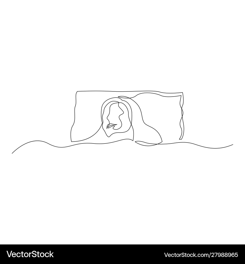 Continuous one line woman sleeping under Vector Image