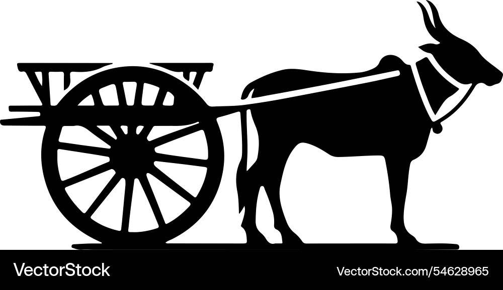 Cow cart silhouette Royalty Free Vector Image - VectorStock