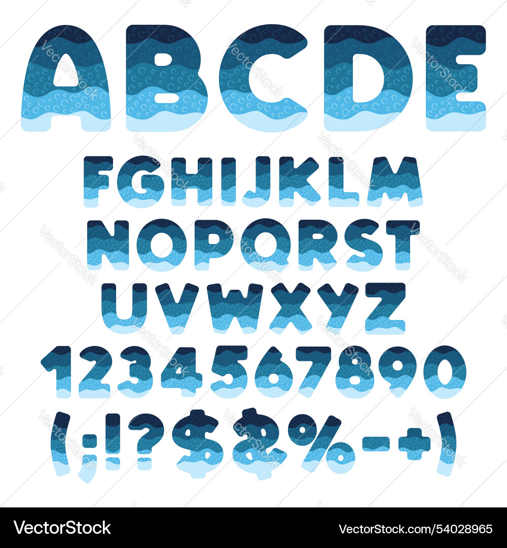 Font alphabet from layers with bubbles Royalty Free Vector