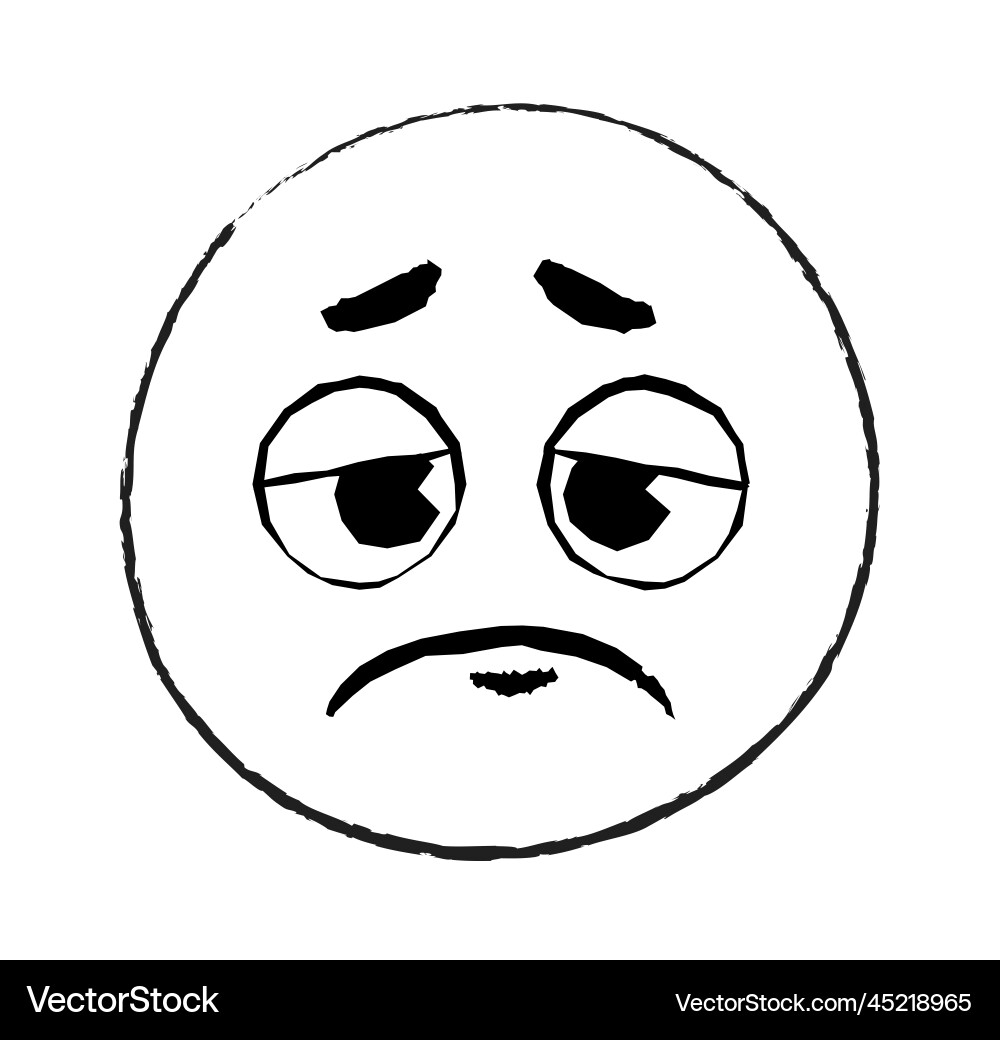 Hand drawn sad emoticon Royalty Free Vector Image