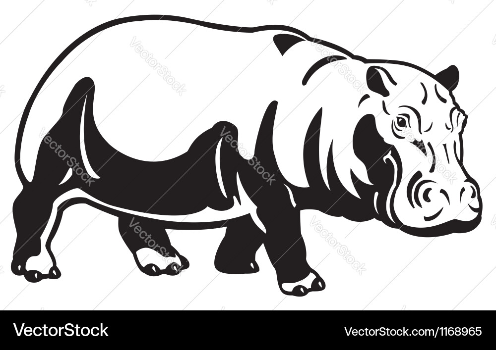 Hippo Clip Art Black And White