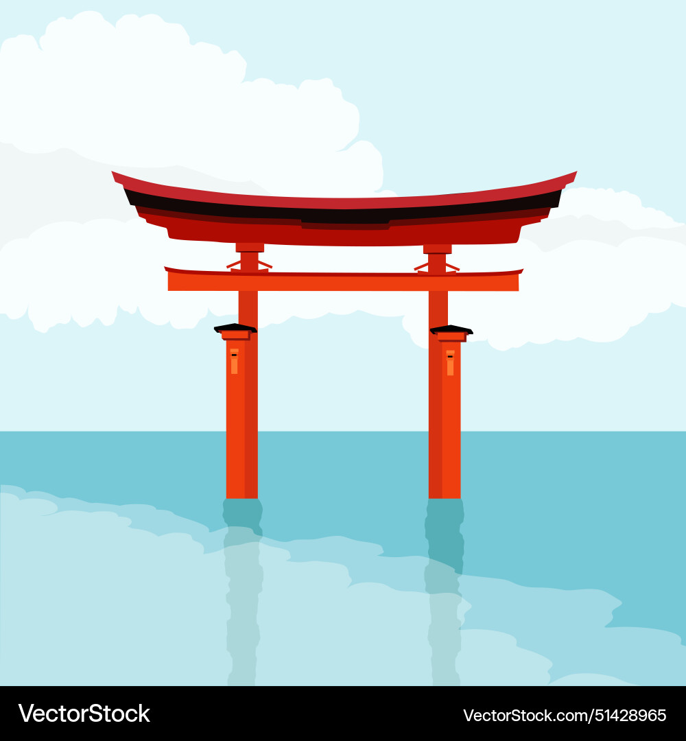 Japanese traditional red torii gate Royalty Free Vector