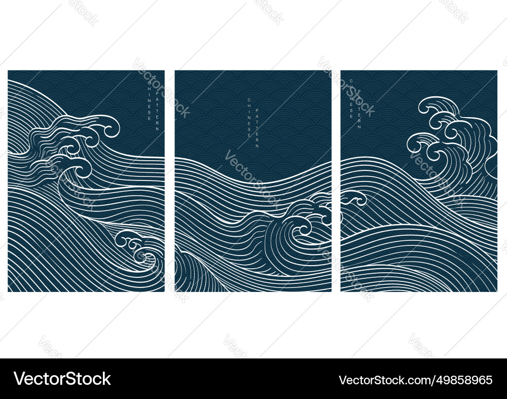 Japanese wave pattern with abstract art Royalty Free Vector