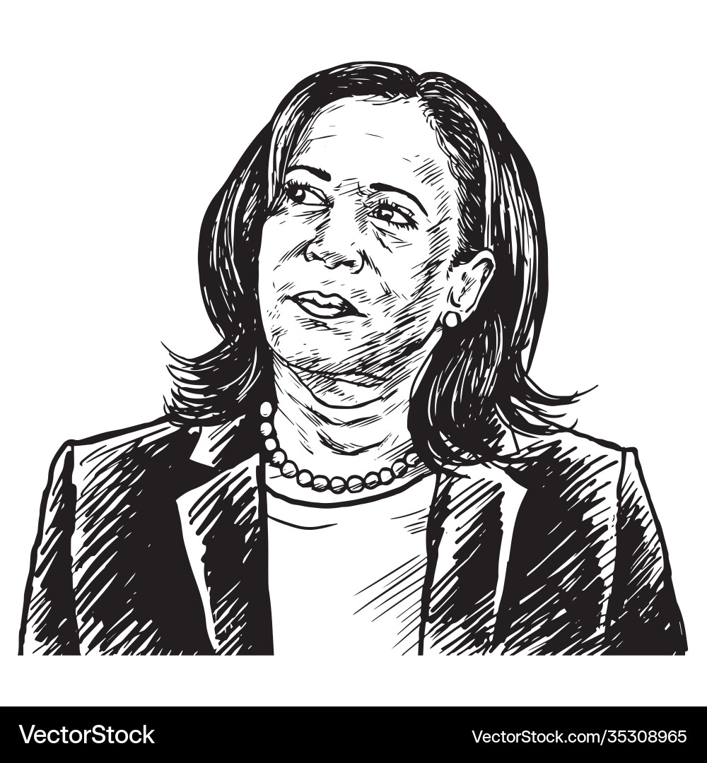 Kamala harris drawing caricature cartoon Vector Image