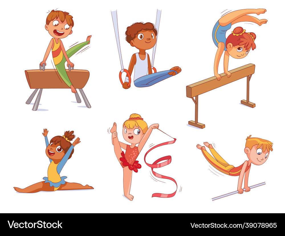 Rhythmic gymnastics kids artistic Royalty Free Vector Image