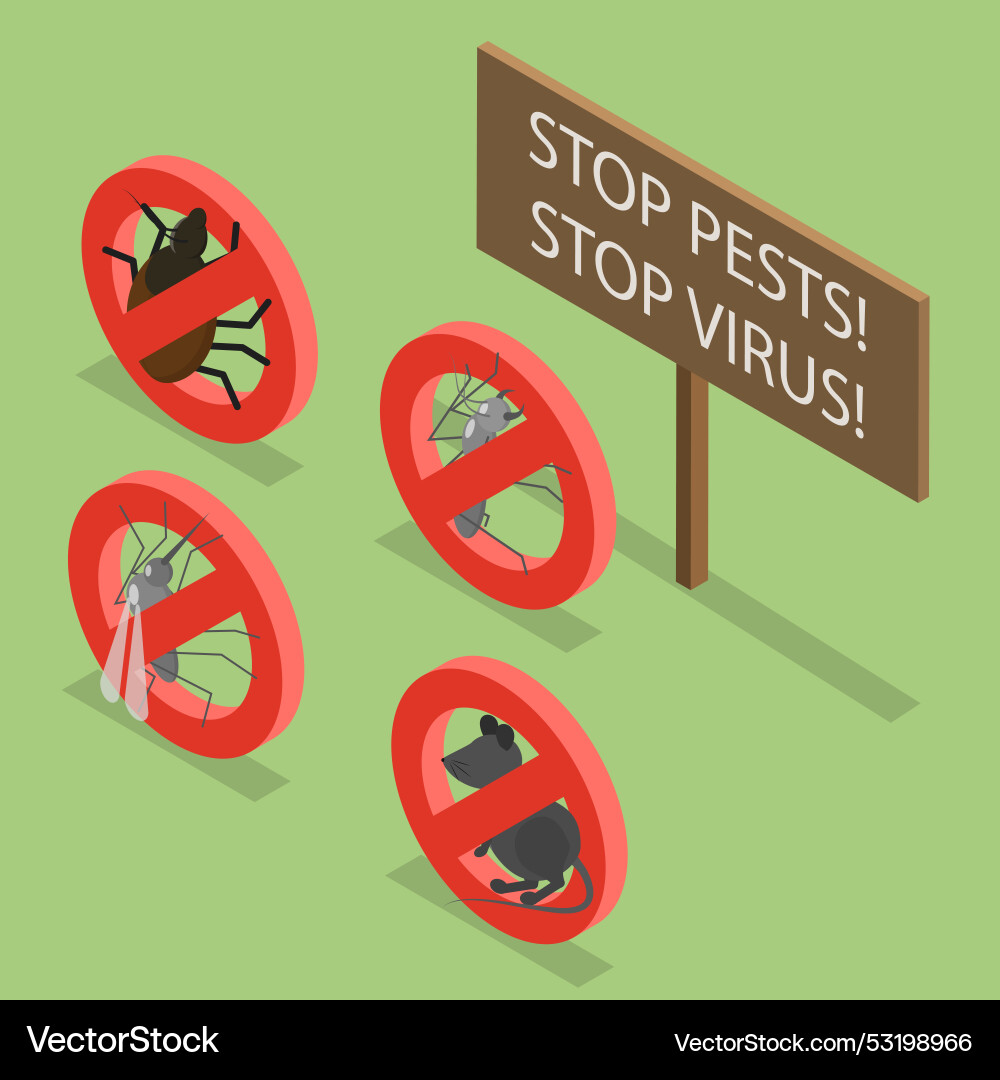 3d isometric flat of pest Royalty Free Vector Image