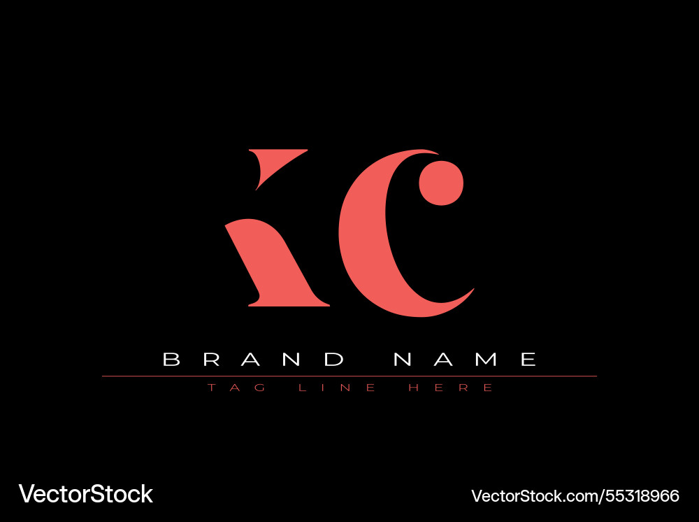 Abstract letter kc minimal logo design template Vector Image