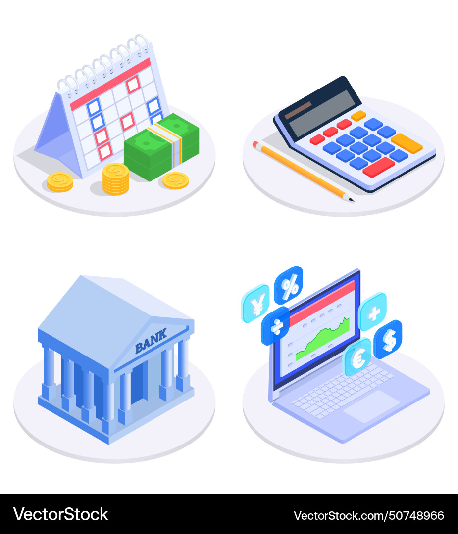 Accounting and financial audit design set Vector Image