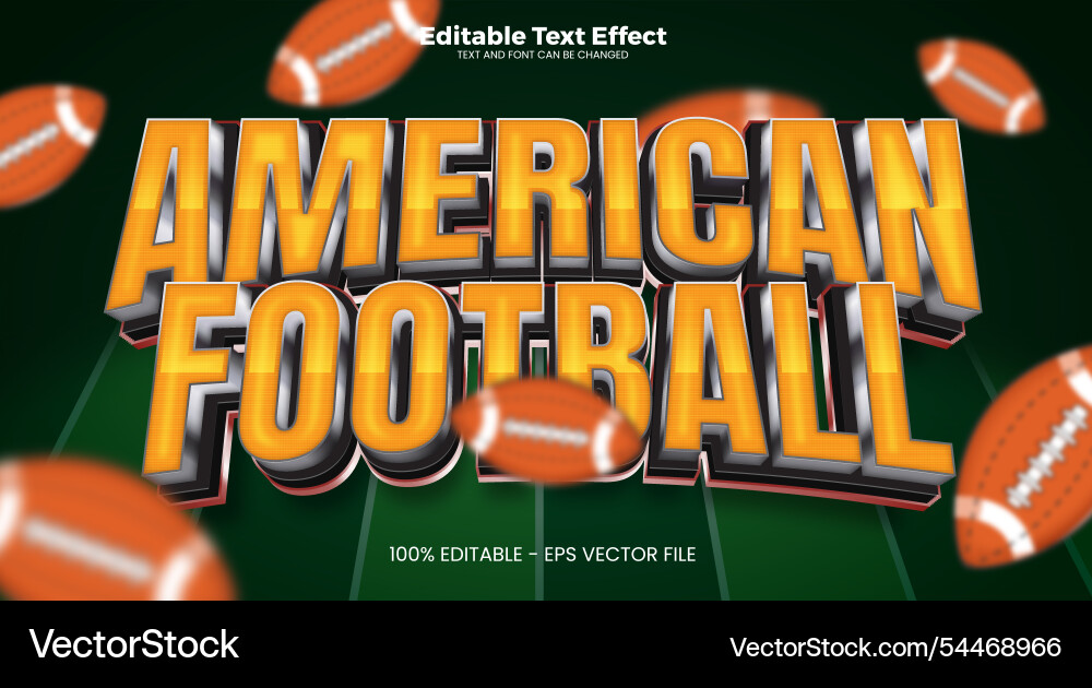 American football editable text effect in modern Vector Image