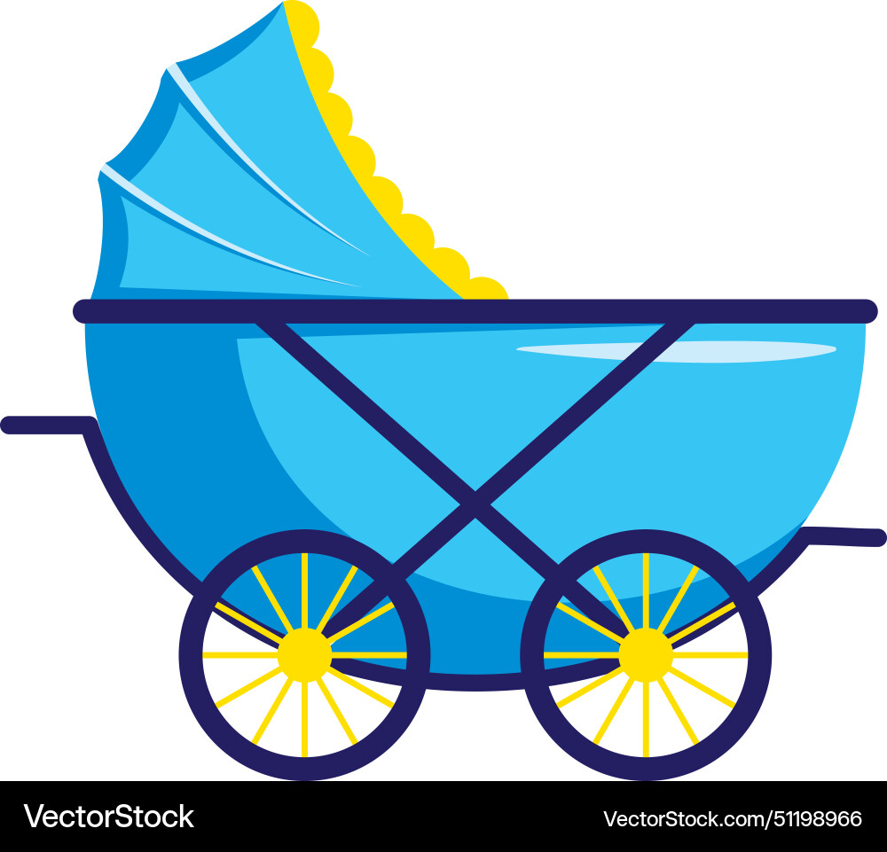 Baby shower blue pram Royalty Free Vector Image