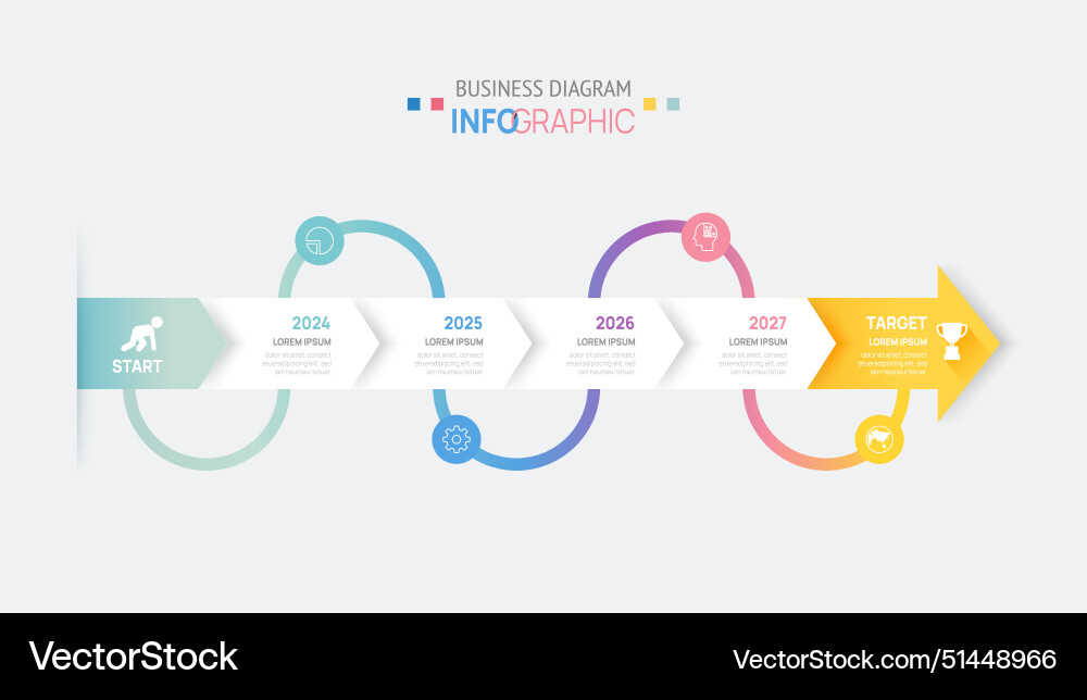 Business step timeline infographic arrow template Vector Image