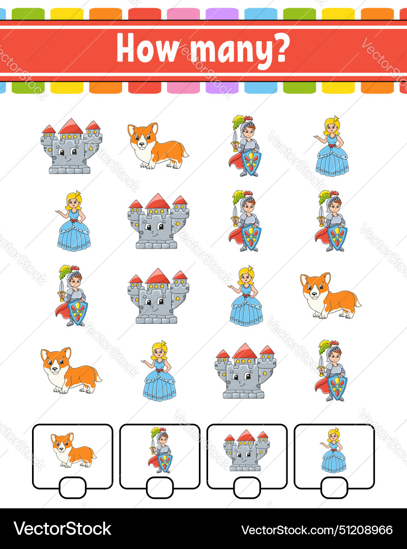 Counting game for children happy characters Vector Image