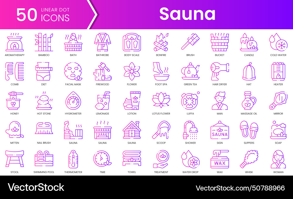 Set of sauna icons gradient style icon bundle Vector Image