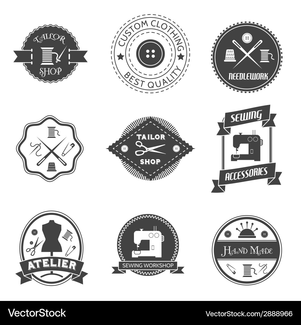Sewing Equipment & Atelier Labels Royalty Free Vector