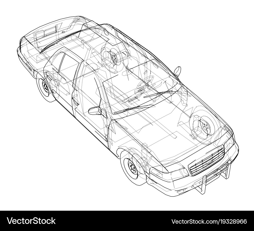Taxi outline drawing Royalty Free Vector Image