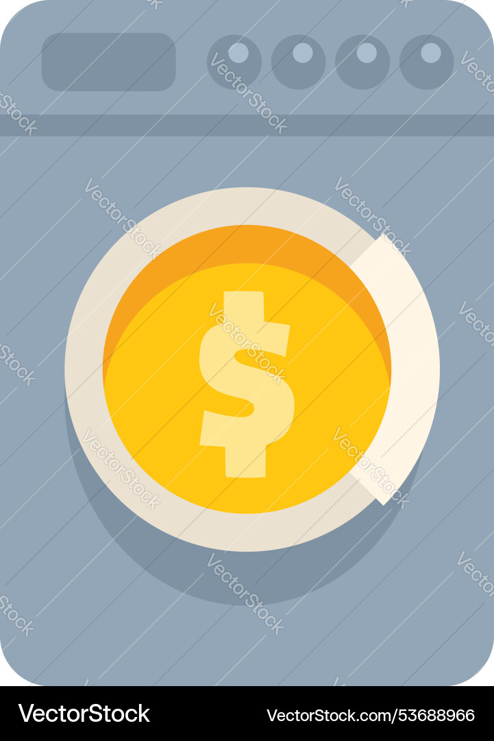 Washing machine converting dollar coin into clean Vector Image