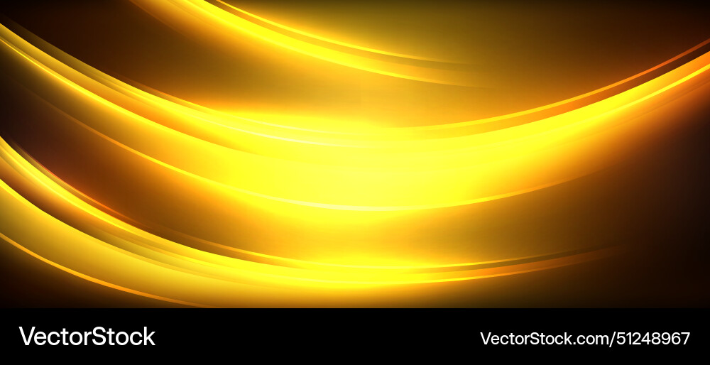 A glowing yellow wave on black background Vector Image