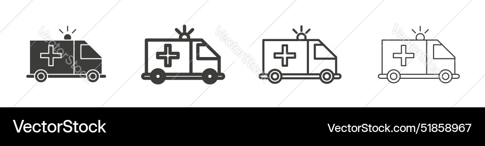 Ambulance icon set emergency rescue van Royalty Free Vector