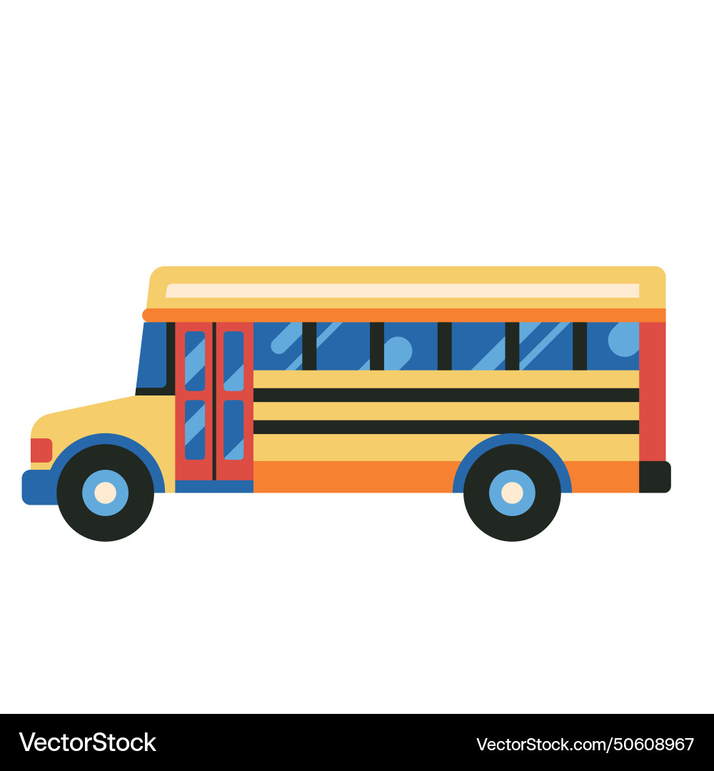 American yellow school bus icon in flat design Vector Image