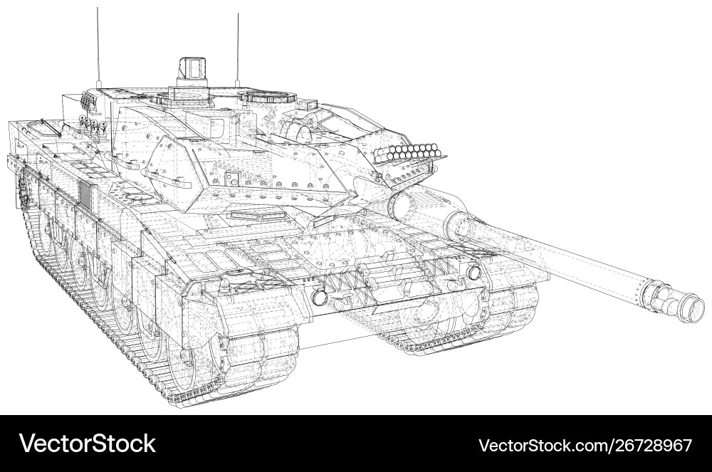 Army tank technical wire-frame Royalty Free Vector Image