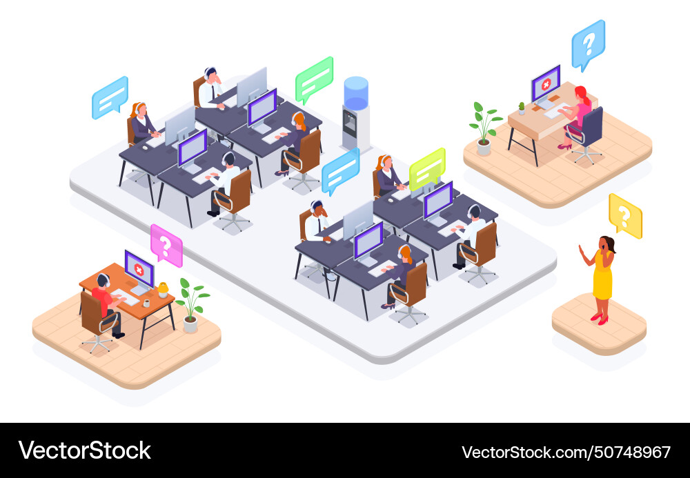 Call center concept set Royalty Free Vector Image