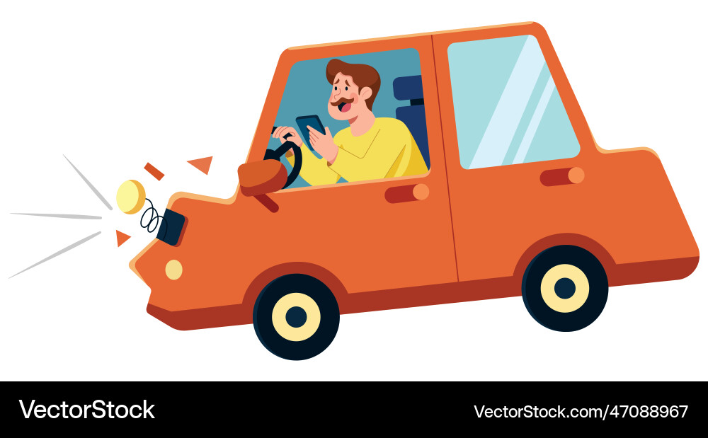 Car crushing on white Royalty Free Vector Image