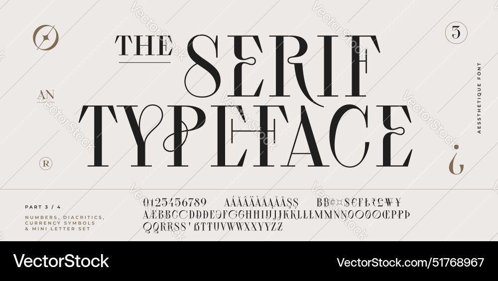 Classic serif font headline alphabet serif Vector Image