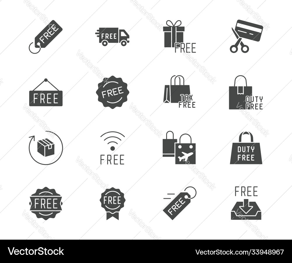 Free label black silhouette icons Royalty Free Vector Image