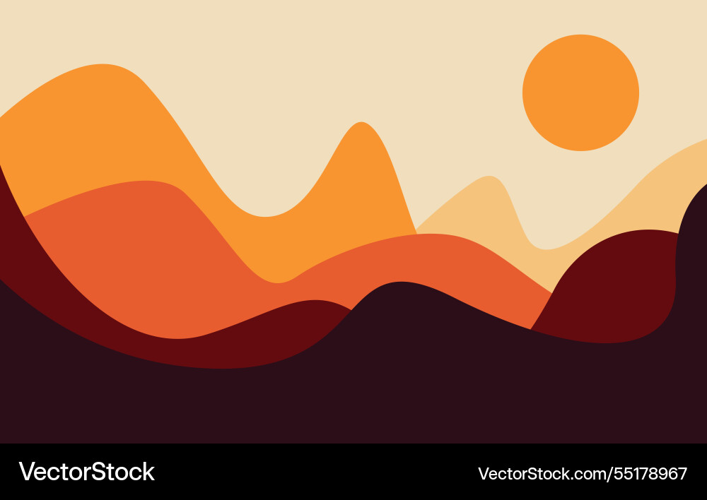 Mountain landscape with sun modern art print Vector Image