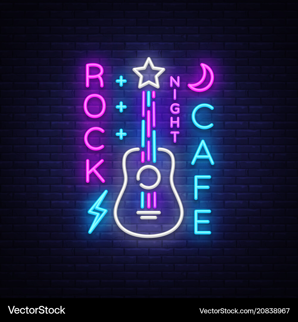 Neon Rock Cafe Sign Royalty Free Vector Image - VectorStock