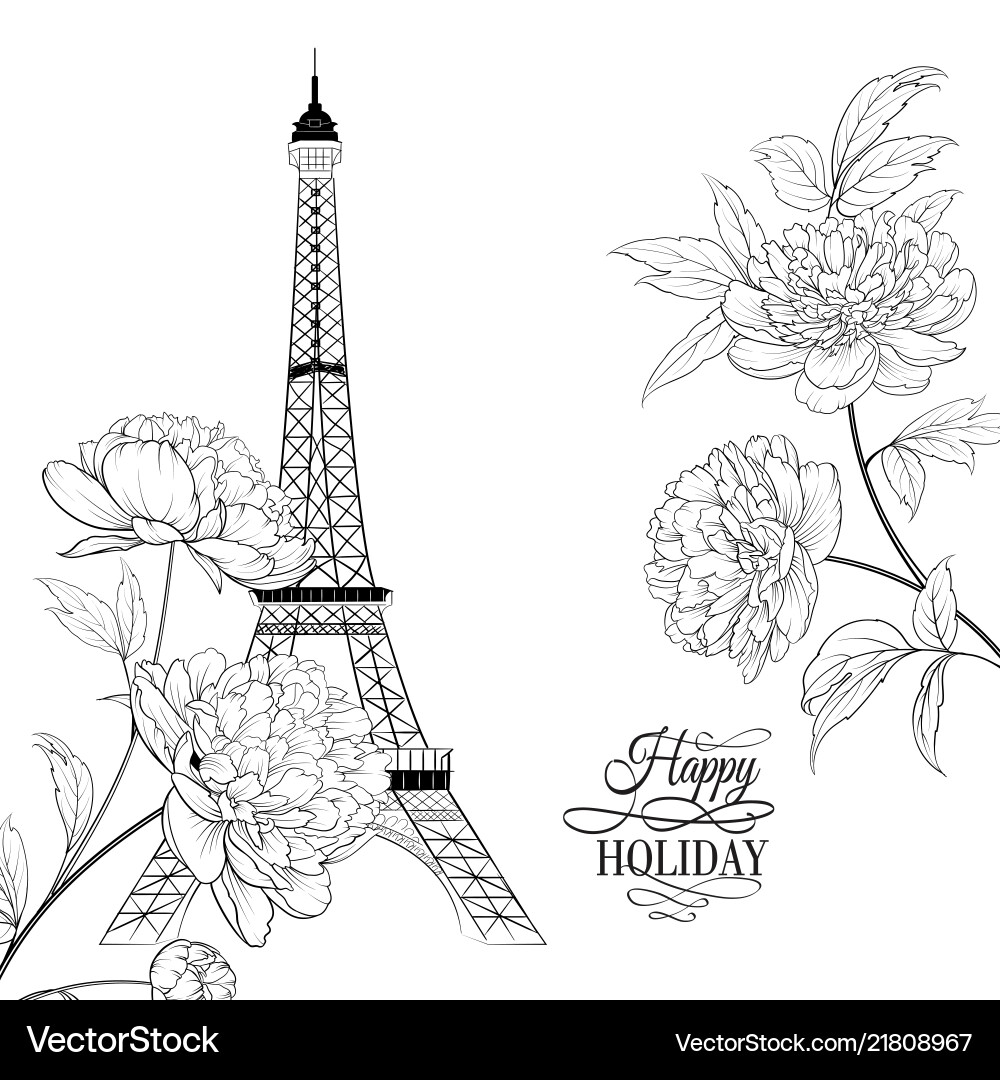 Wedding invitation card template eiffel tower Vector Image