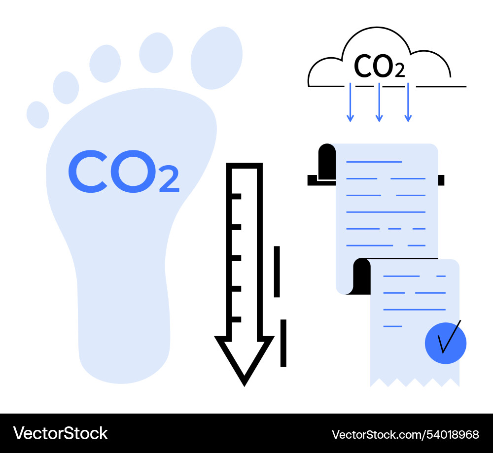 Carbon footprint reduction and co2 emissions Vector Image