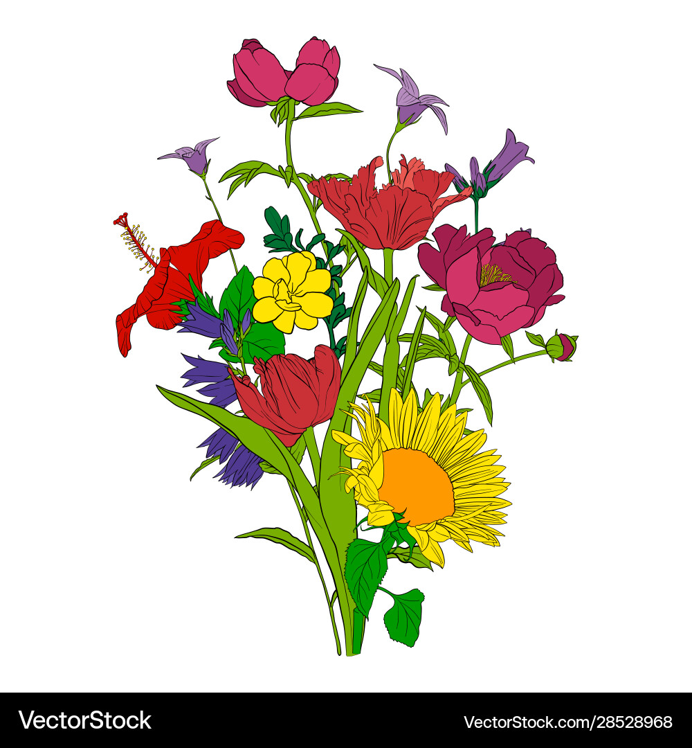 Drawing flowers Royalty Free Vector Image - VectorStock
