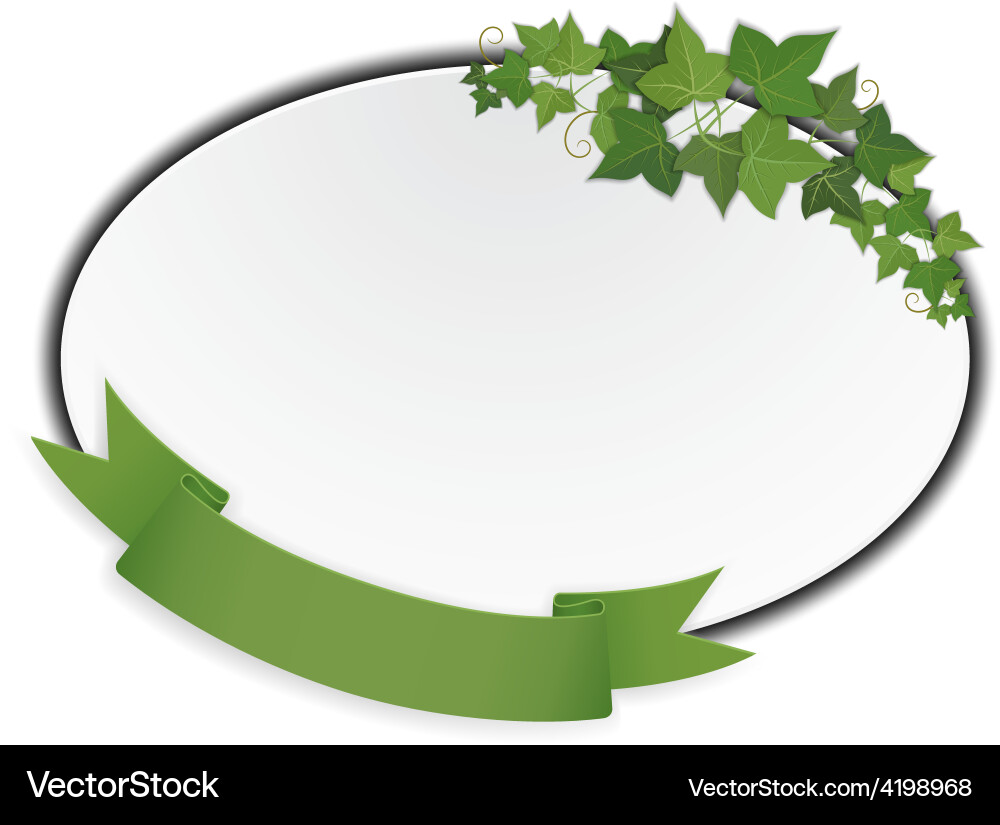Ellipse banner with ribbon and vine Royalty Free Vector