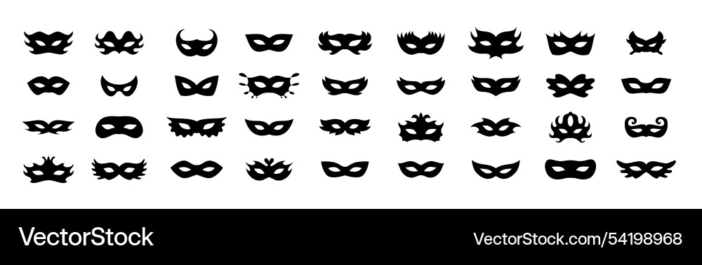 Fasching Masken Silhouetten Ikone Set einfach schwarz