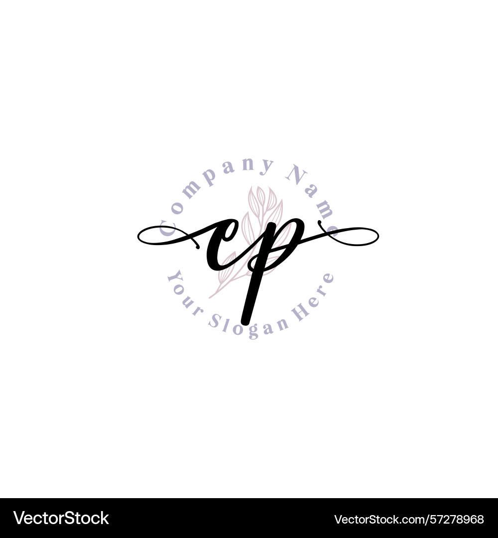 Floral monogram logos with ep initials Royalty Free Vector