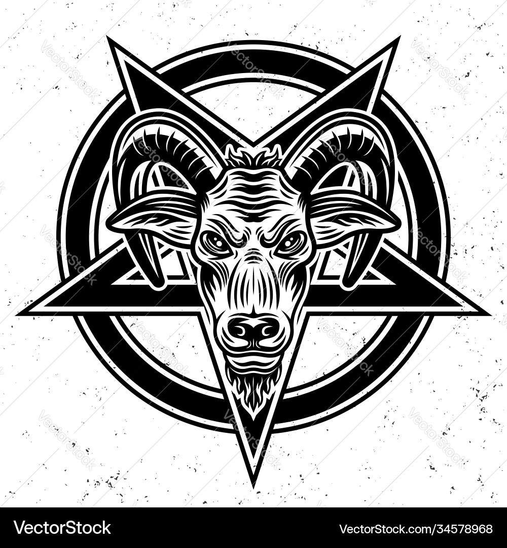 Goat head and pentagram star Royalty Free Vector Image