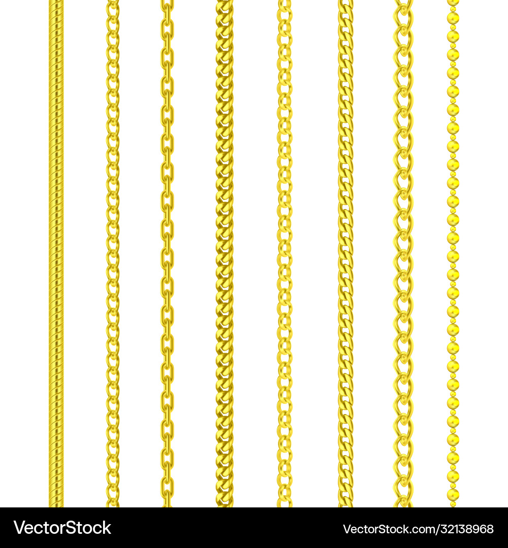 Gold chains jewelry golden pattern border frames Vector Image